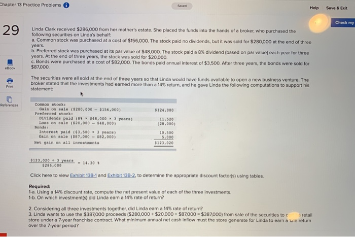 Solved Chapter 13 Practice Problems Help Save & Exit Check | Chegg.com
