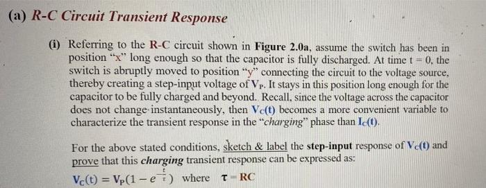 Solved (a) R-C Circuit Transient Response = (i) Referring to | Chegg.com
