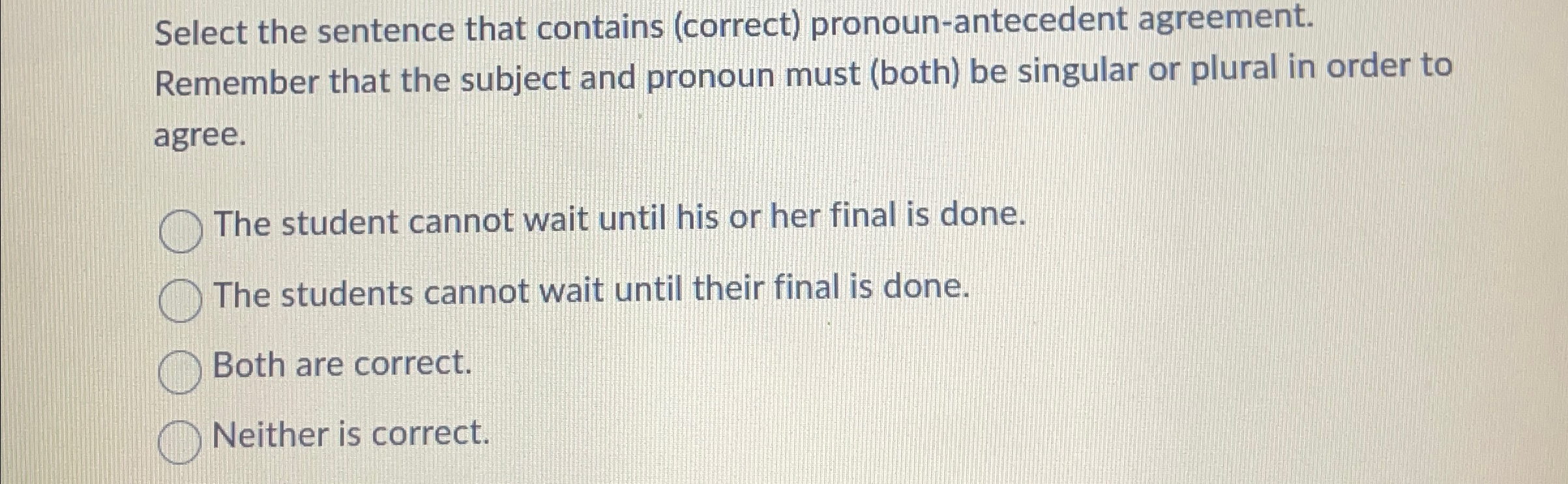 Select the sentence that contains (correct) | Chegg.com