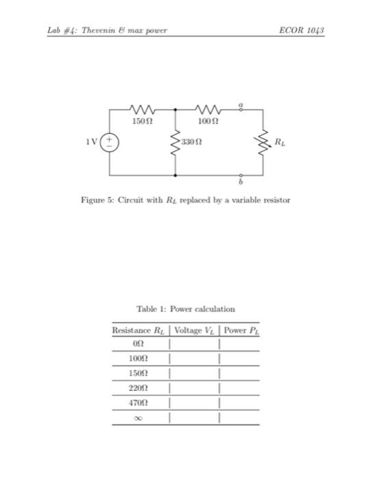 Solved Figure 5: Circuit with RL, replaced by a variable | Chegg.com