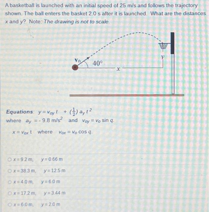 Solved A basketball is launched with an initial speed of 25 | Chegg.com