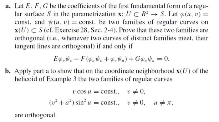 Solved a. Let E,F,G be the coefficients of the first | Chegg.com