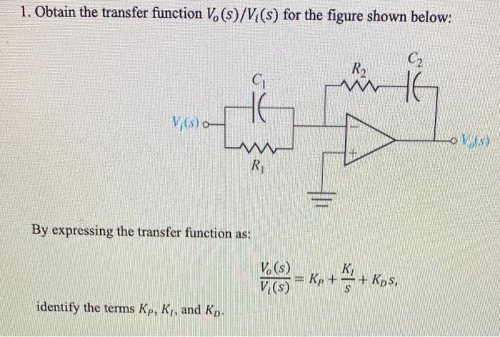 Solved 1. Obtain the transfer function Vo(s)/Vi(s) for the | Chegg.com