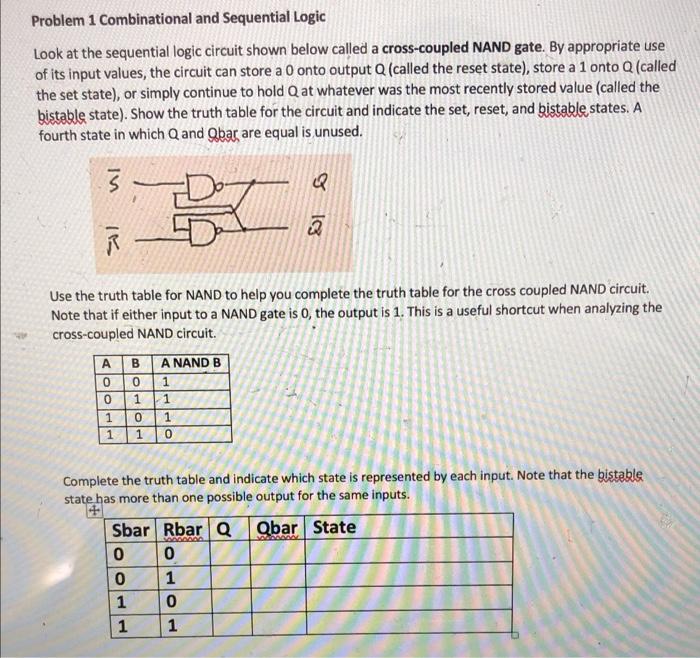 Solved Problem 1 Combinational and Sequential Logic Look at | Chegg.com