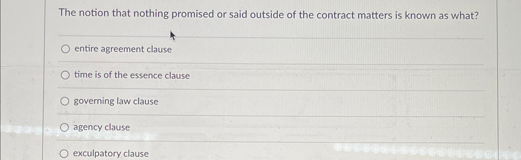 Solved The notion that nothing promised or said outside of | Chegg.com