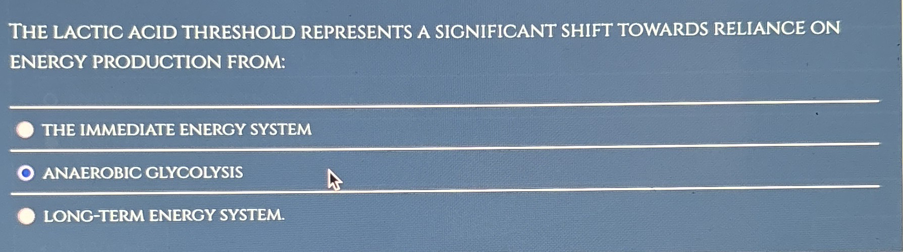 Solved THE LACTIC ACID THRESHOLD REPRESENTS A SIGNIFICANT | Chegg.com