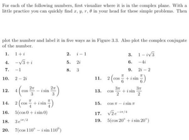 Solved For each of the following numbers, first visualize | Chegg.com