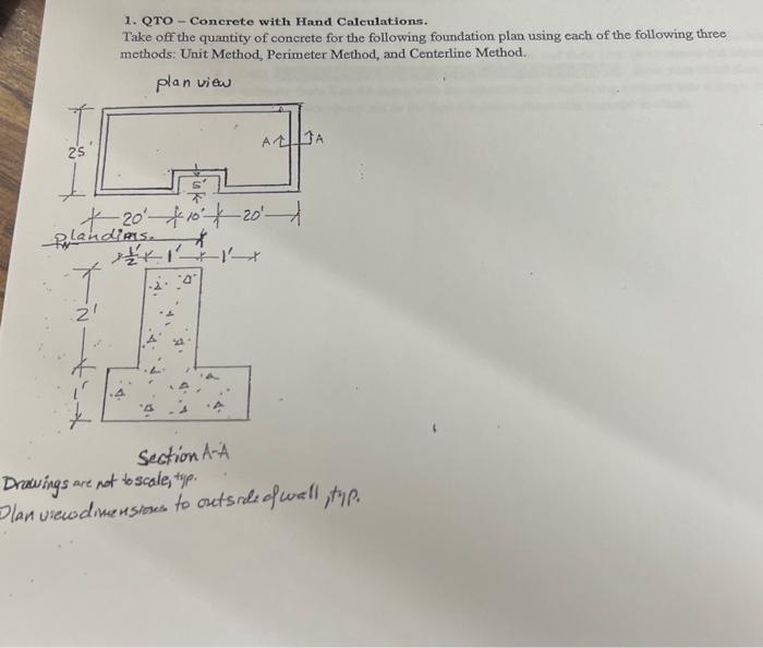 Solved 1. QTO-Concrete with Hand Calculations. Take off the | Chegg.com