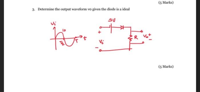 Solved (5 Marks) 3. Determine the output waveform vo given | Chegg.com