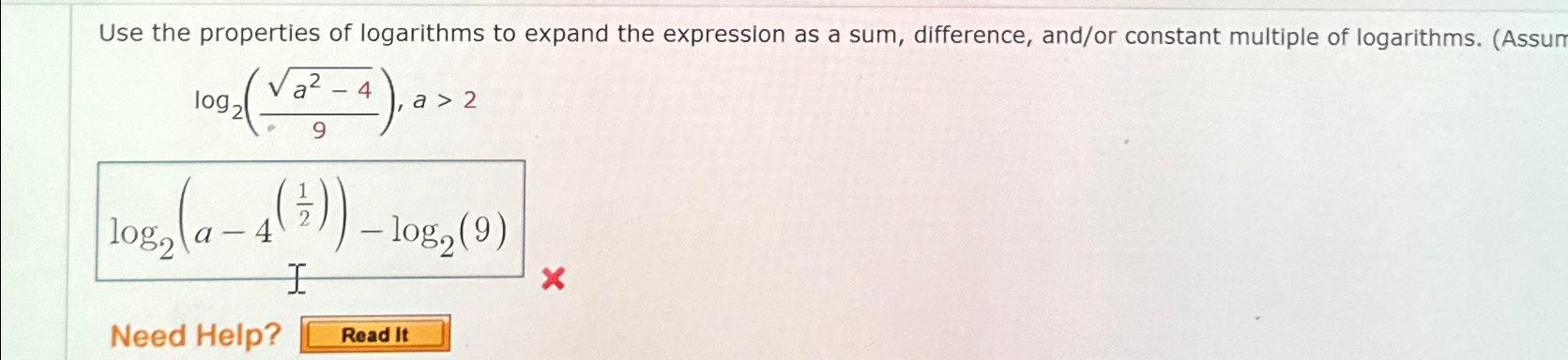 Solved Use the properties of logarithms to expand the | Chegg.com