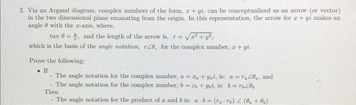 Solved 2. Via an Argand diagram, complex numbers of the form | Chegg.com