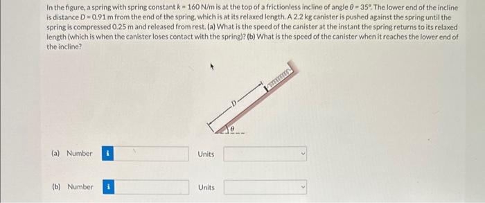 Solved In the figure, a spring with spring constant k=160 | Chegg.com