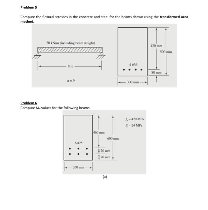Solved Problem 5 Compute the flexural stresses in the | Chegg.com