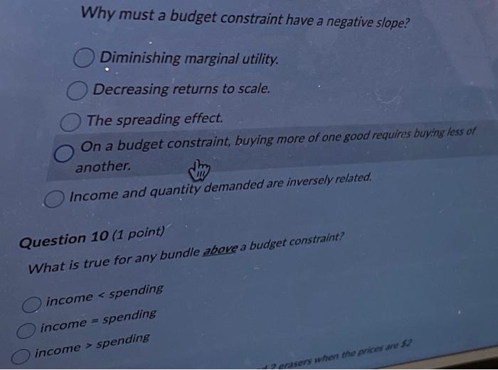 Solved Why must a budget constraint have a negative slope? | Chegg.com