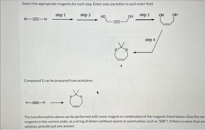 Solved Select the appropriate reagents for each step. Enter | Chegg.com