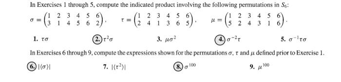 Solved In Exercises 6 through 9 , compute the expressions | Chegg.com