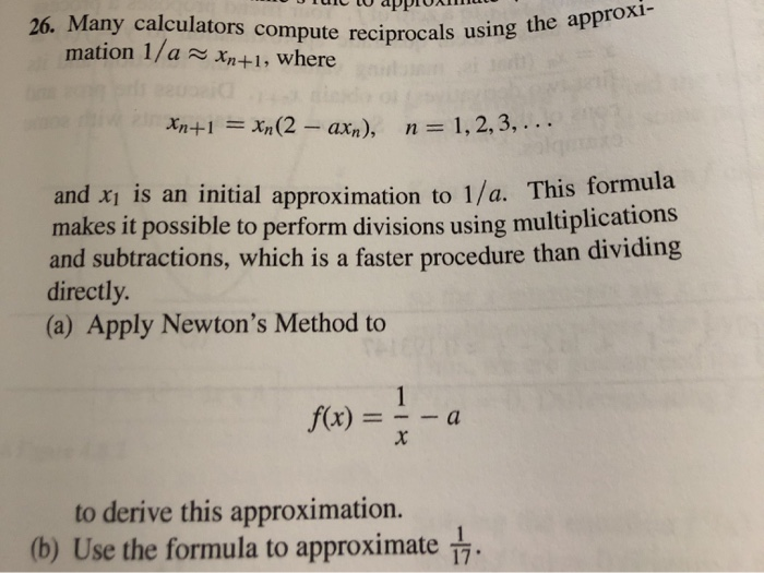 Solved Tu PPIUM 26. Many calculators compute reciprocals | Chegg.com