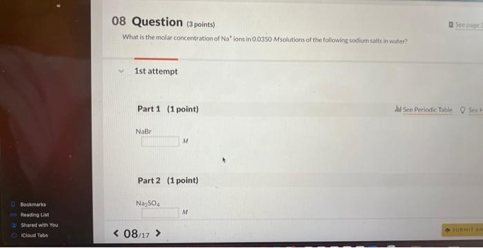 Solved 08 Question (3 points) What is the molar | Chegg.com