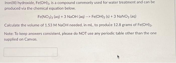 Solved Iron(III) hydroxide, Fe(OH)3, is a compound commonly | Chegg.com