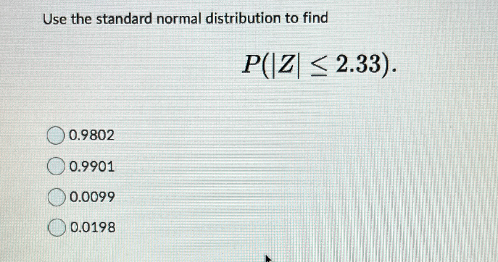 Solved Use the standard normal distribution to | Chegg.com