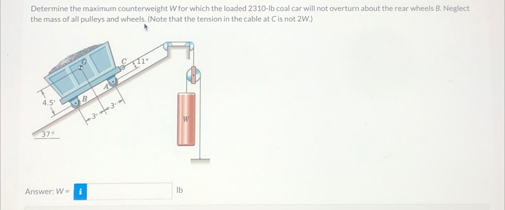 Determine the maximum counterweight W ﻿for which the | Chegg.com