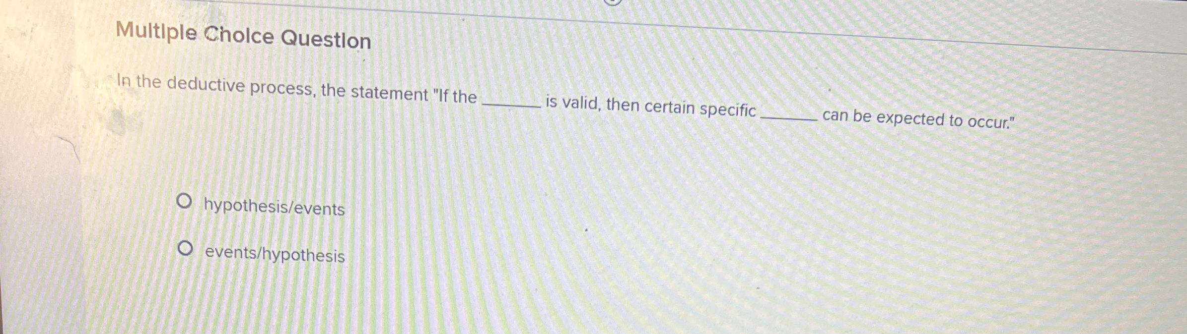 Solved Multiple Cholce QuestlonIn the deductive process, the | Chegg.com