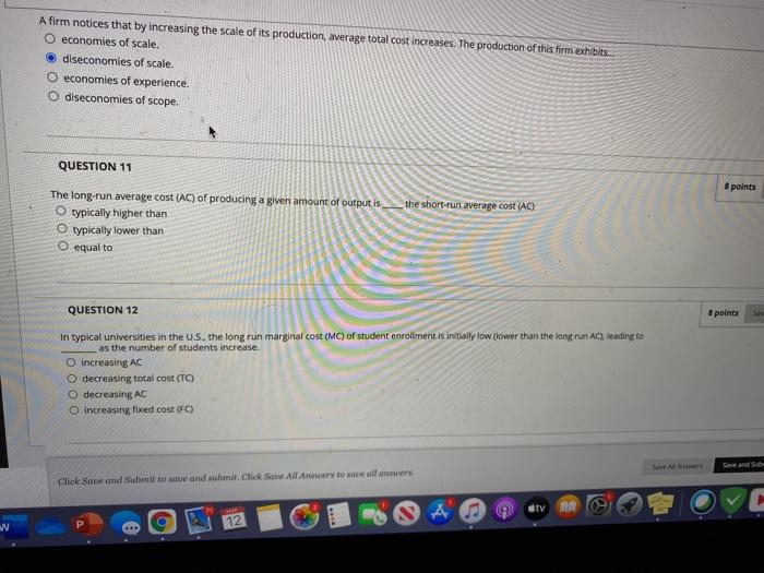 Solved A firm notices that by increasing the scale of its | Chegg.com