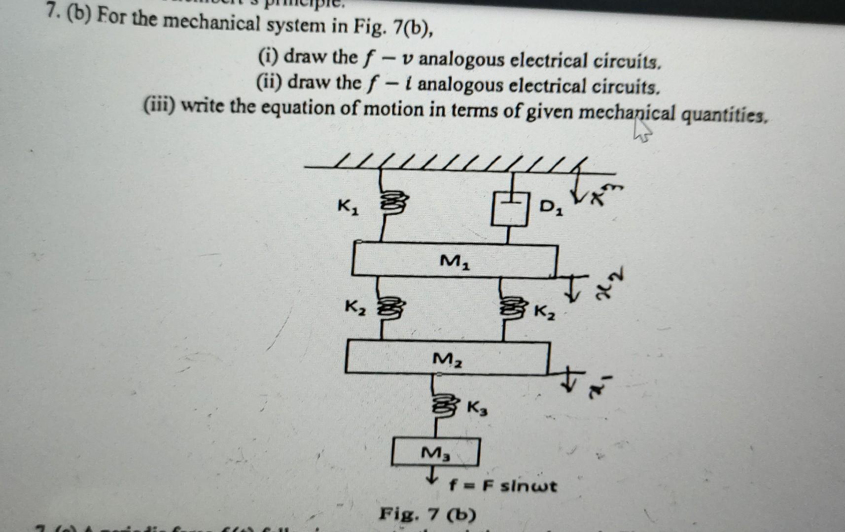 Solved 7. (b) For the mechanical system in Fig. 7(b), (i) | Chegg.com