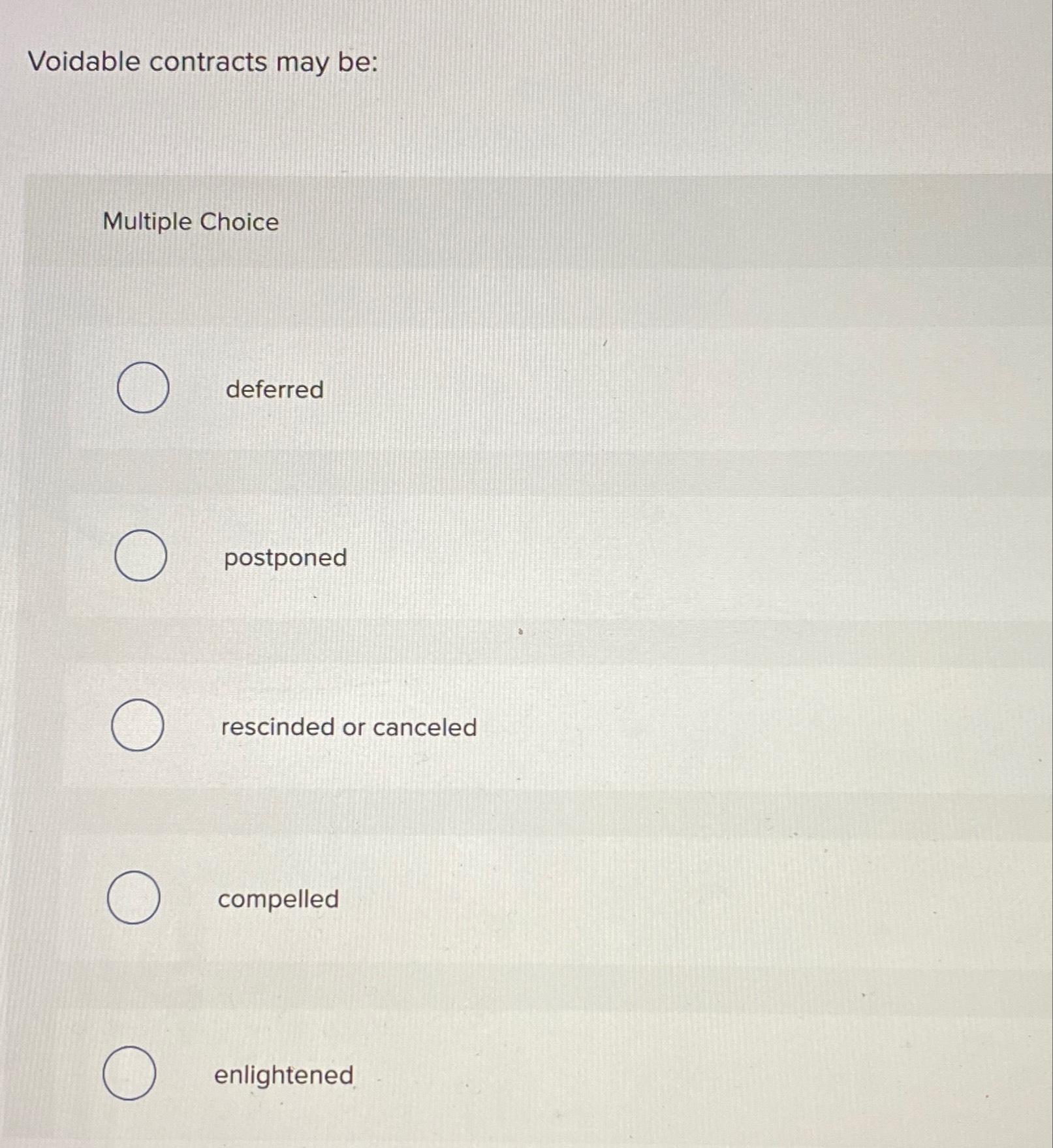 Solved Voidable contracts may be:Multiple | Chegg.com