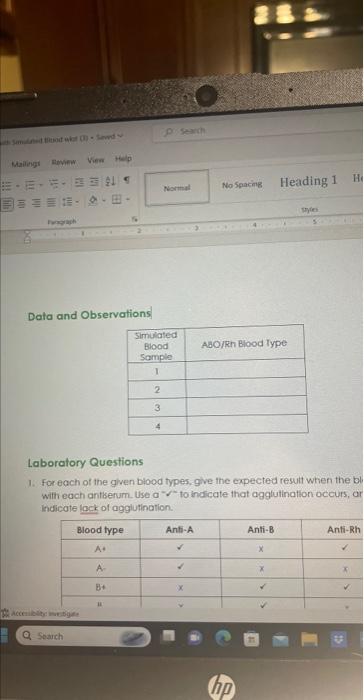 Solved Data and Observations Laboratory Questions 1. For | Chegg.com