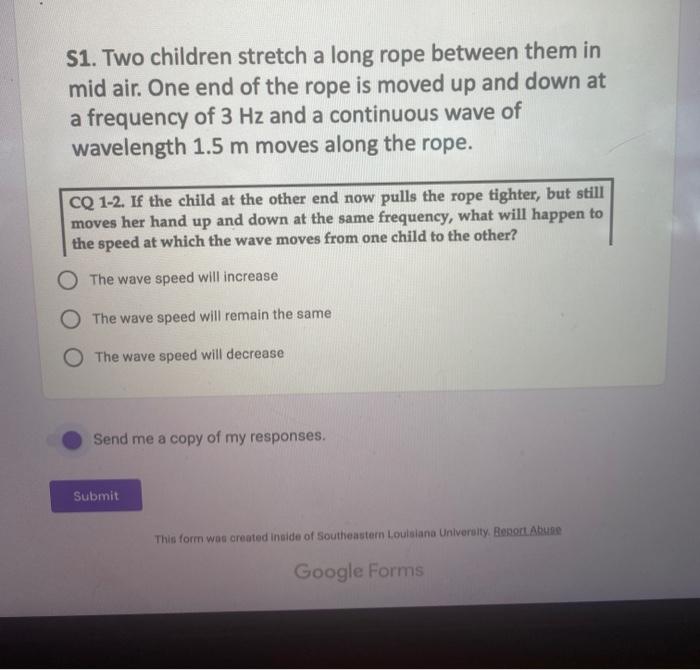 Solved S1. Two children stretch a long rope between them in | Chegg.com