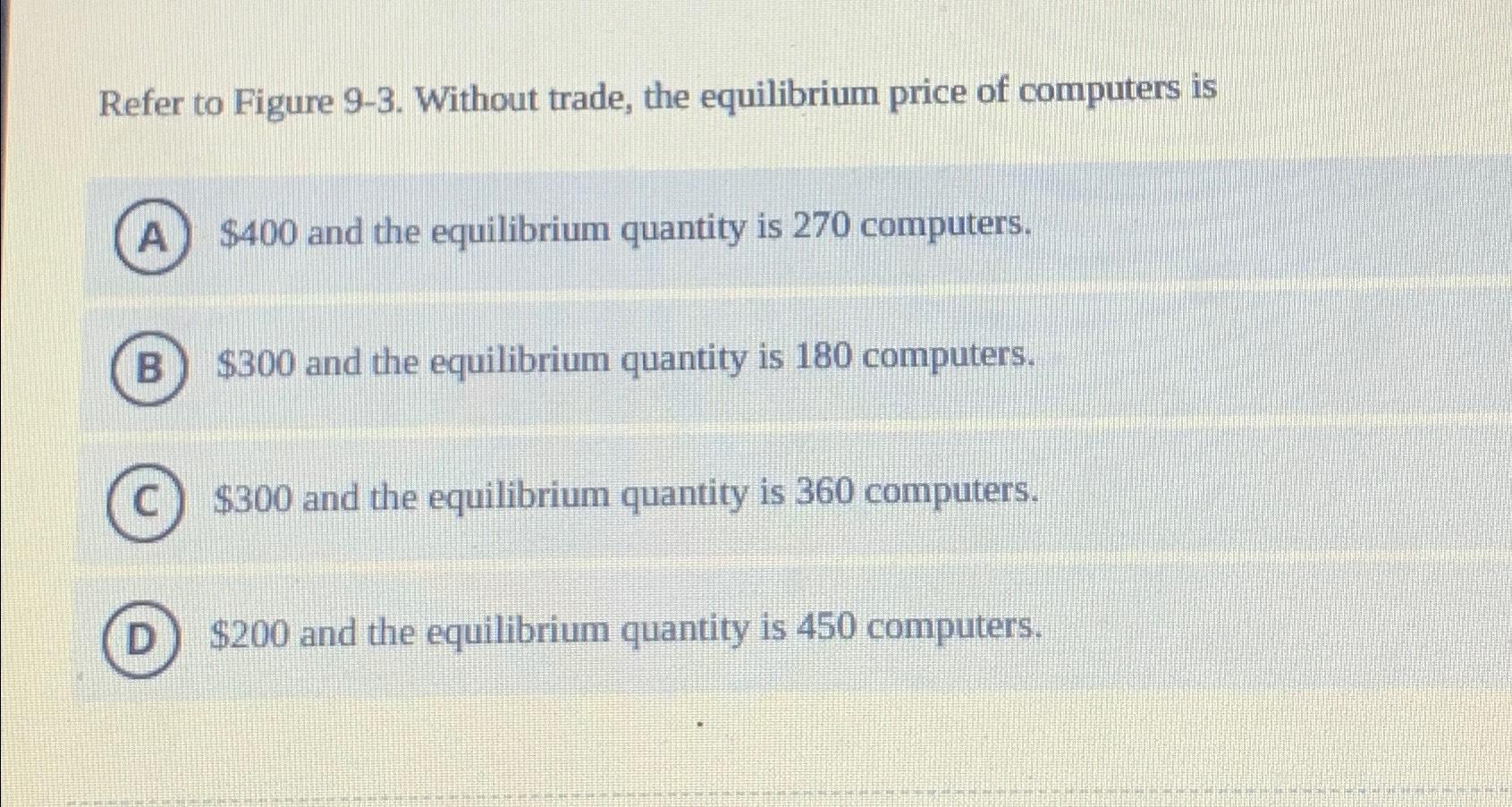 Solved Refer to Figure 9-3. ﻿Without trade, the equilibrium | Chegg.com