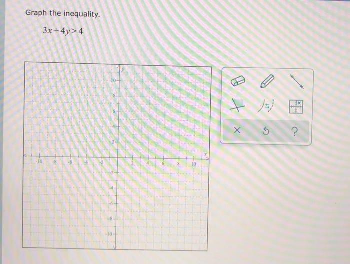 Solved Graph the inequality. 3x+4y> 4 20- t Х ? -TO 8 16 ID | Chegg.com