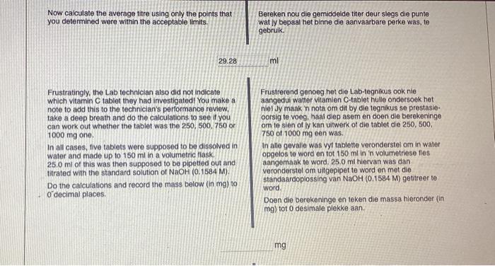 Now calculate the average titre using only the points | Chegg.com