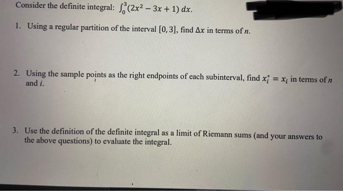 Solved consider the definite integral 1. using a regular | Chegg.com