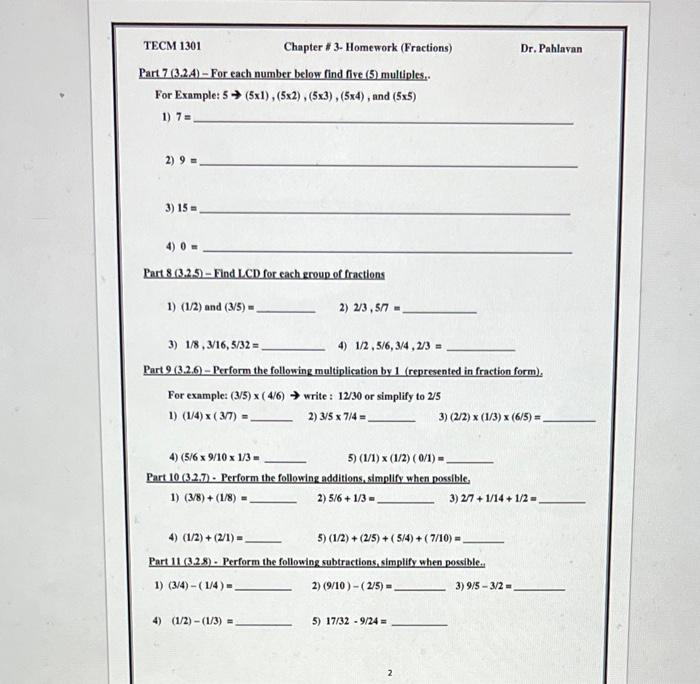 Solved Name: Part 1(3.1.1) Use fractions to indicate the | Chegg.com