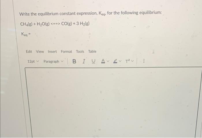 Solved Write the equilibrium constant expression, Keg, for | Chegg.com