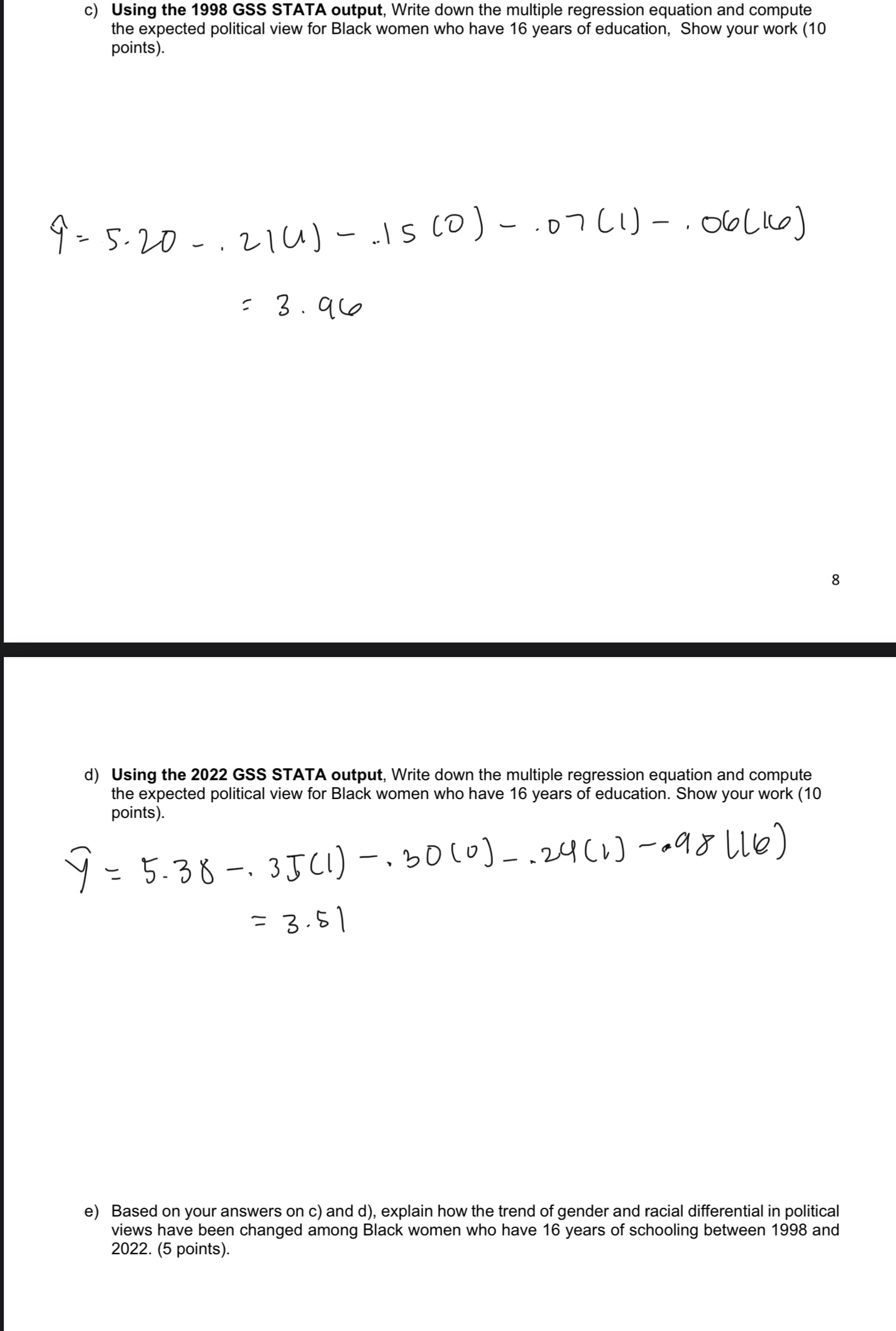 Solved c) ﻿Using the 1998 ﻿GSS STATA output, Write down the | Chegg.com