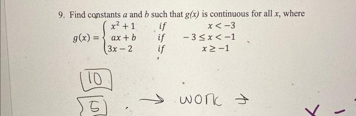Solved Find constants a and b such that g(x) is continuous | Chegg.com