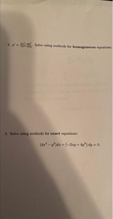 Solved Solve using methods for homogenous equations. y’= | Chegg.com