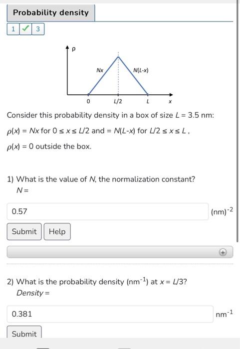 Solved Consider this probability density in a box of size | Chegg.com