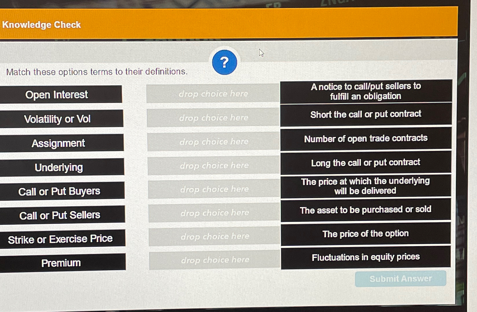Solved Knowledge CheckMatch these options terms to their | Chegg.com