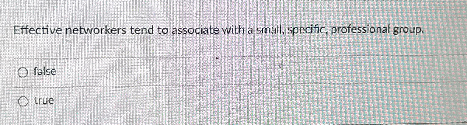 Solved Effective networkers tend to associate with a small, | Chegg.com