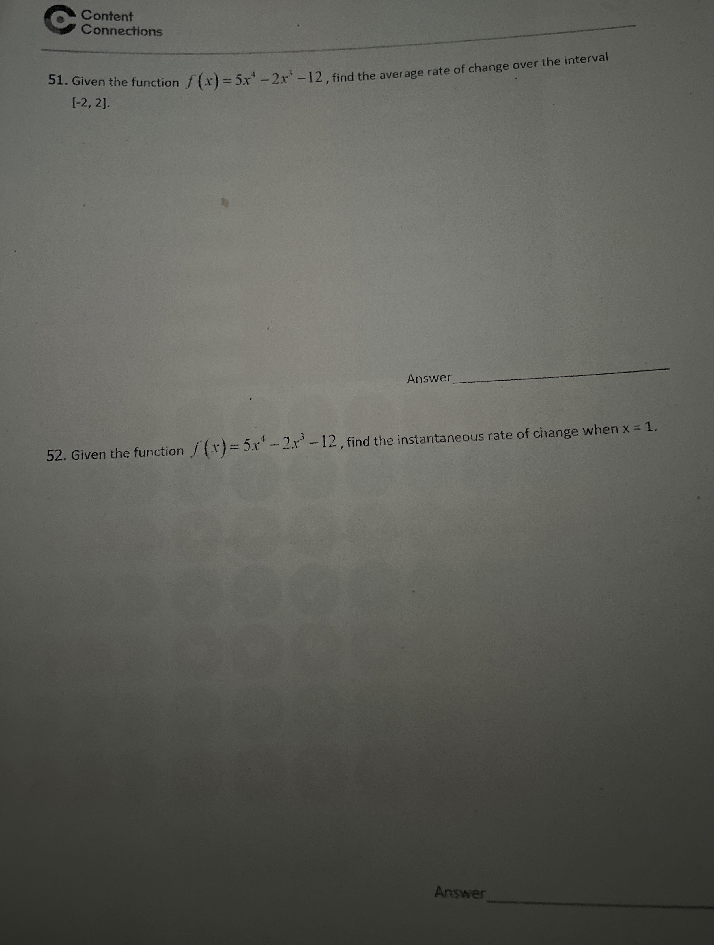 Solved ContentConnections51. ﻿Given the function | Chegg.com