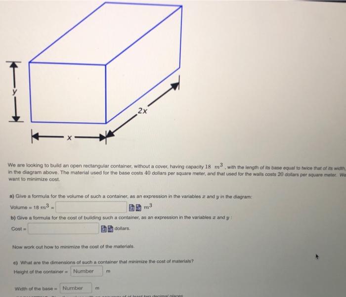 Solved y We are looking to build an open rectangular | Chegg.com