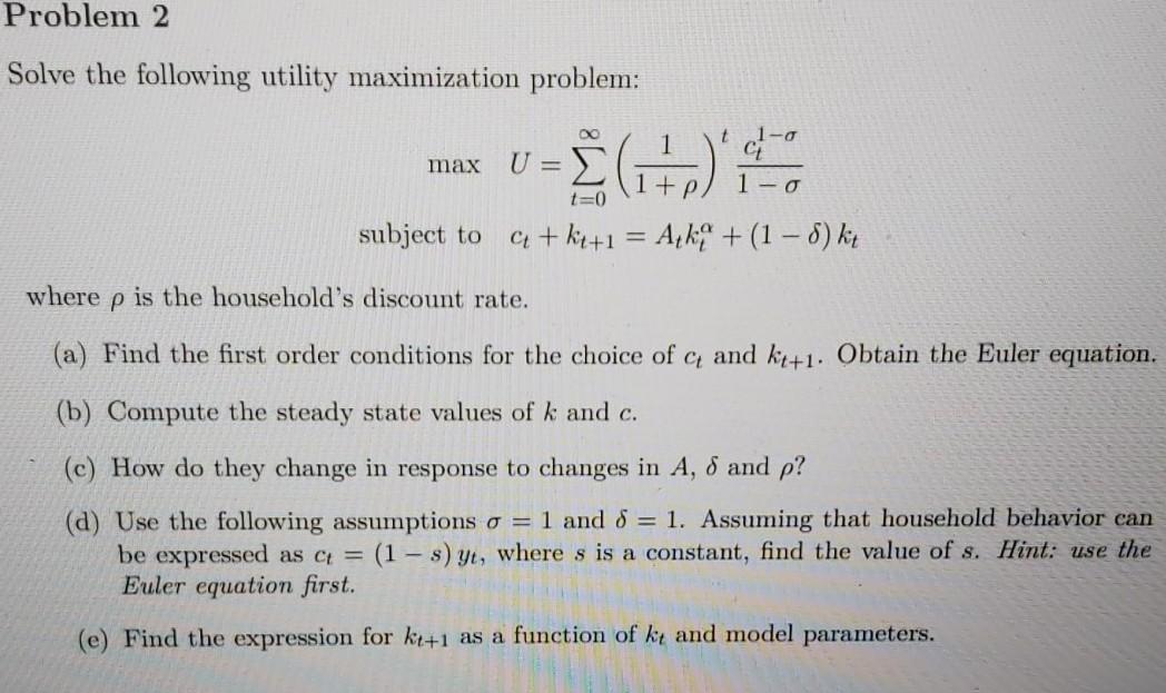 Solved Problem 2 Solve the following utility maximization | Chegg.com