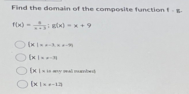 Solved Find the domain of the composite function | Chegg.com