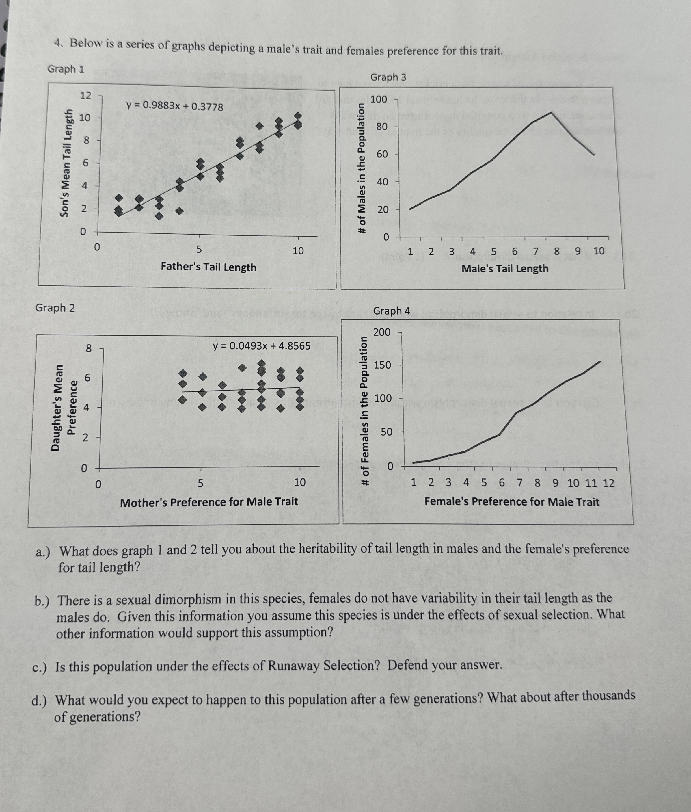 Solved Below is a series of graphs depicting a male's trait | Chegg.com
