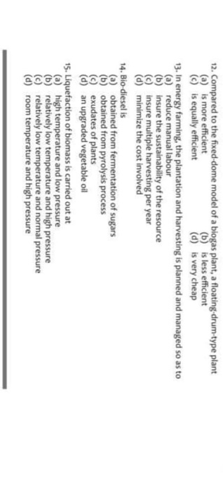 Solved 12. Compared to the fixed dome model of a biogas | Chegg.com