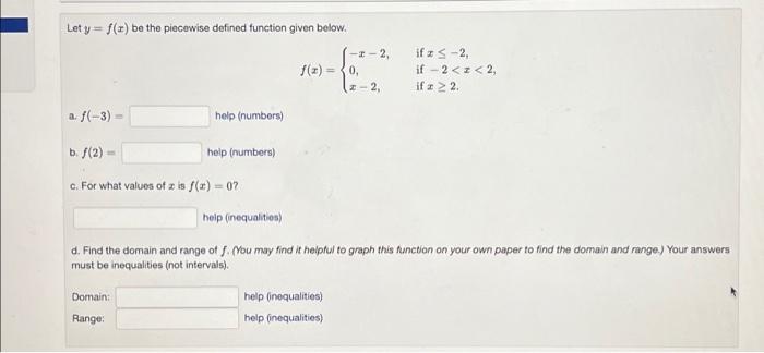 Solved Let y=f(x) be the piecewise defined function given | Chegg.com